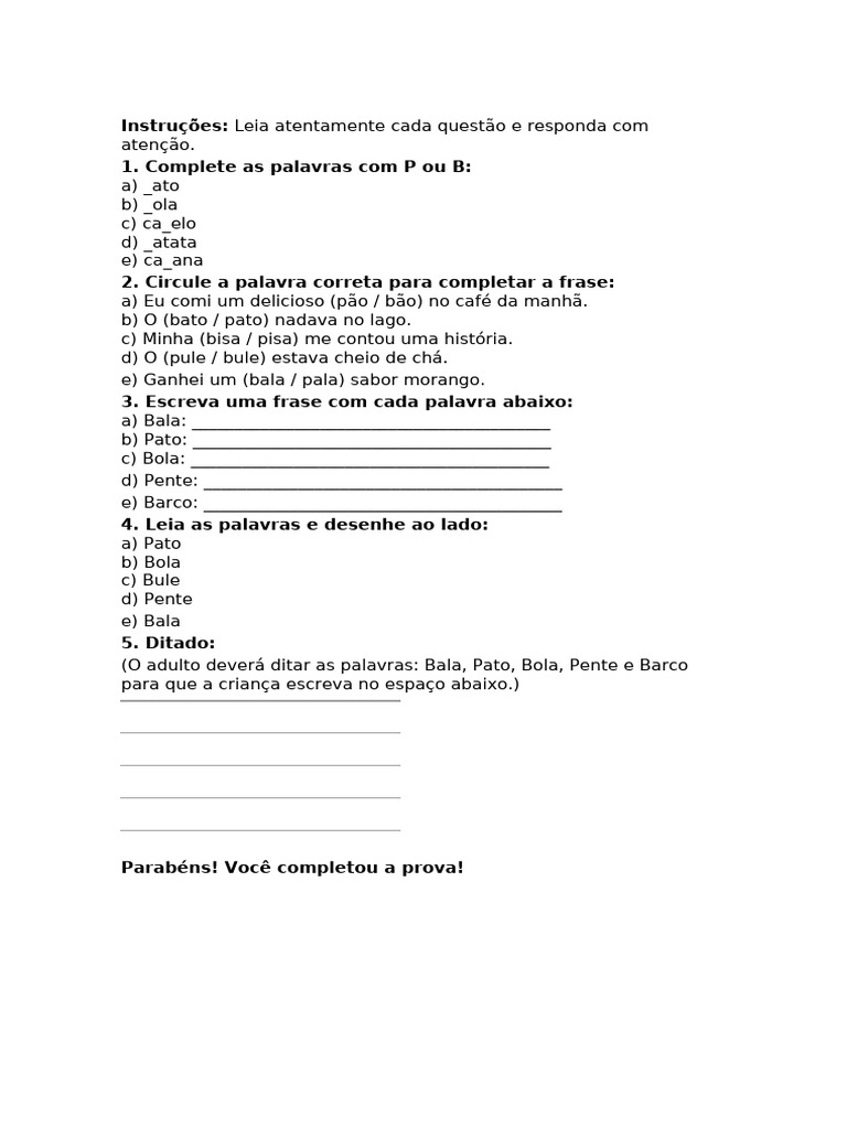 prova p e b | PDF