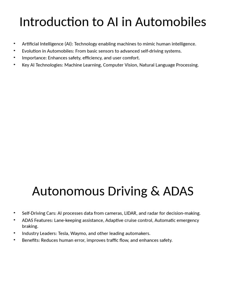 AI Revolution in Automobiles Explained | PDF