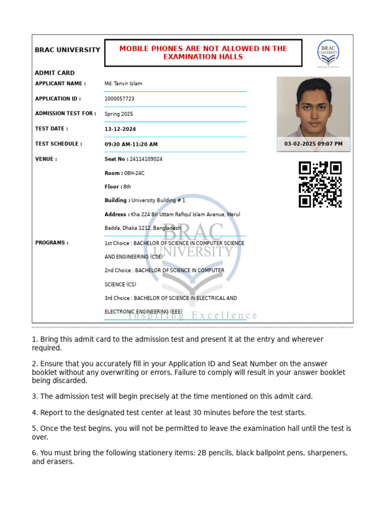 Written Admit Card | PDF