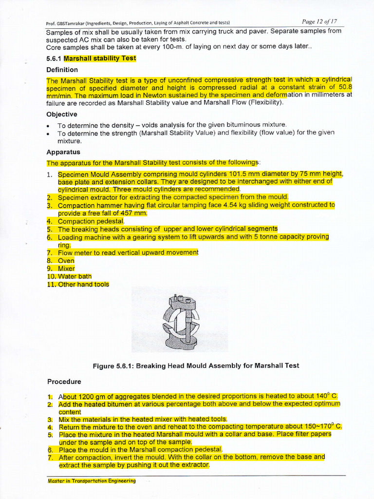 Marshall Stability Test | PDF | Deformation (Engineering) | Concrete