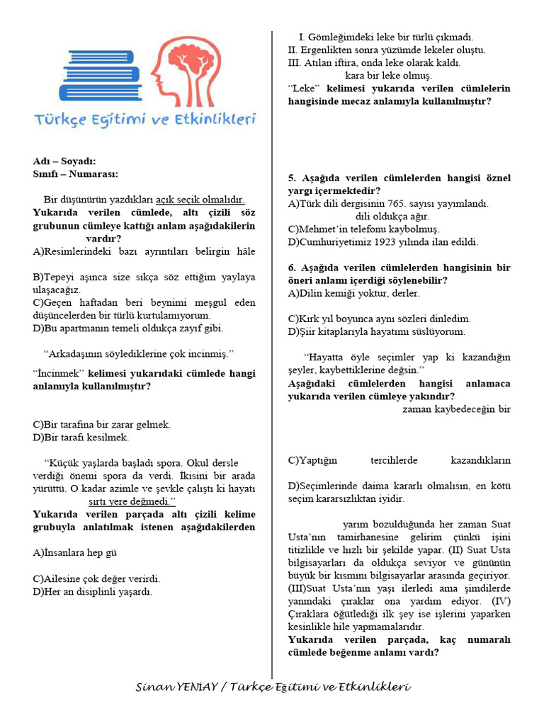 32 8 Sinif Karma Test | PDF