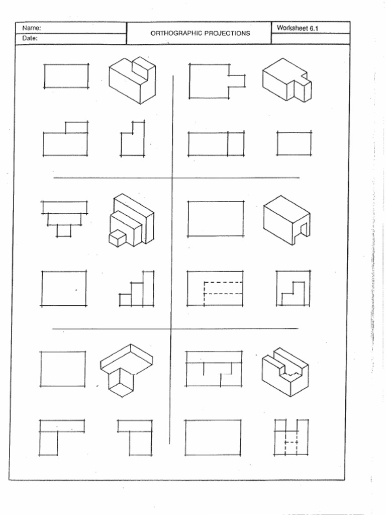 Orthographic Projection Worksheets | PDF