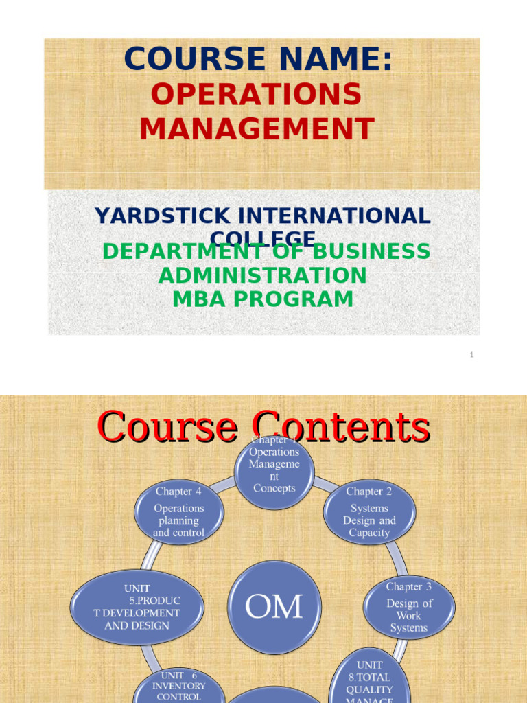 Course Name:: Operations Management | PDF | Factors Of Production ...
