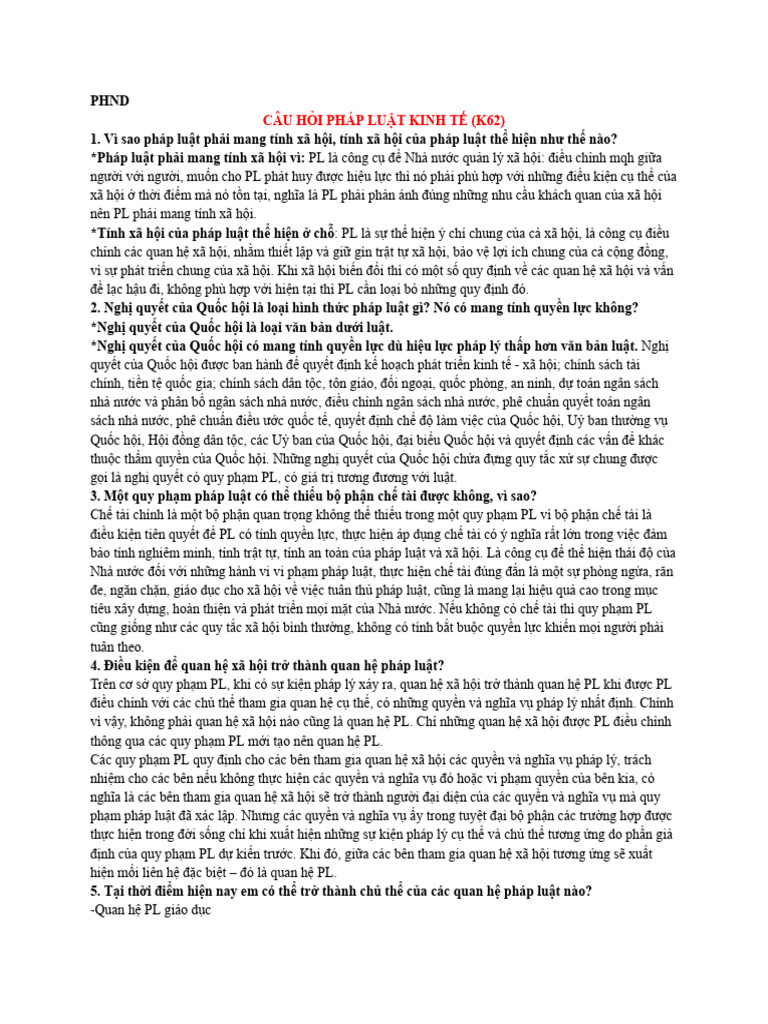 Các câu hỏi PLKT | PDF