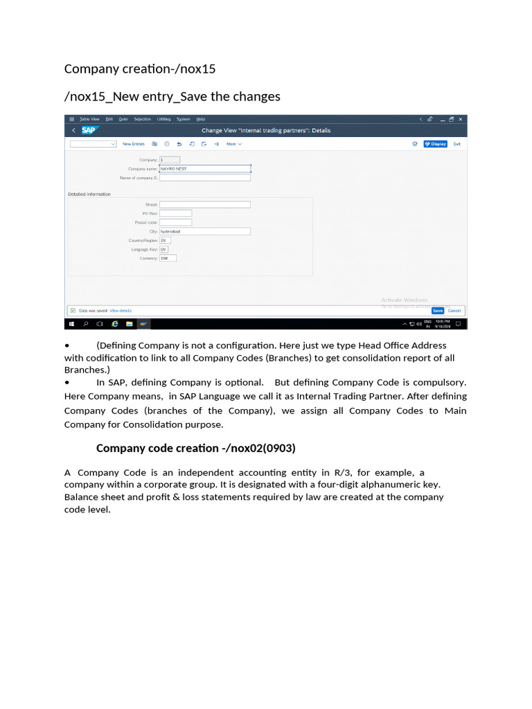 SAP Company Code and Fiscal Year Setup | PDF