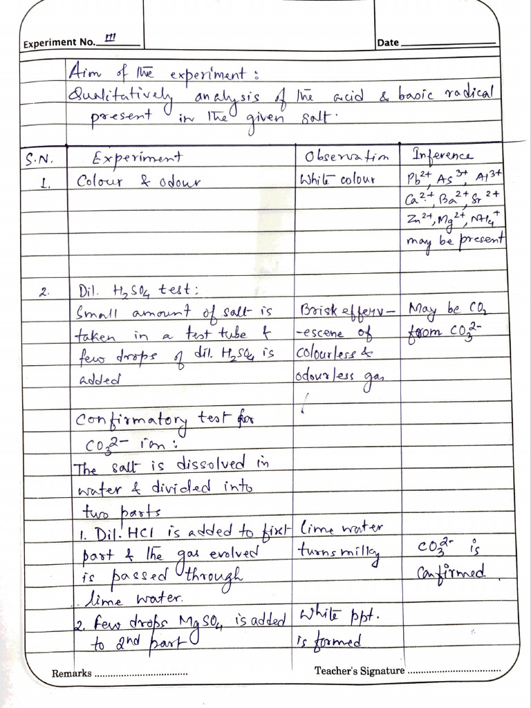 Salt Analysis-Expt 5 | PDF