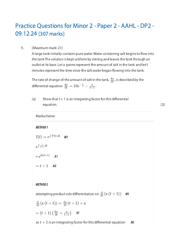 Differential Equations Practice Questions | PDF | Calculus | Mathematics