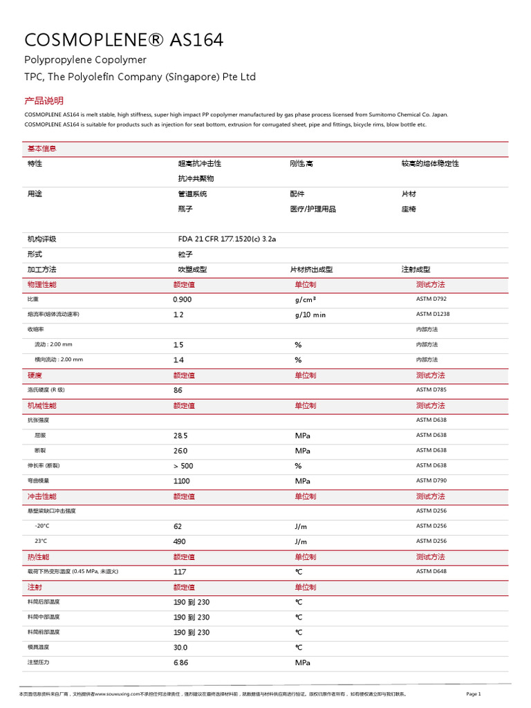Cosmoplene As164 Tds | PDF