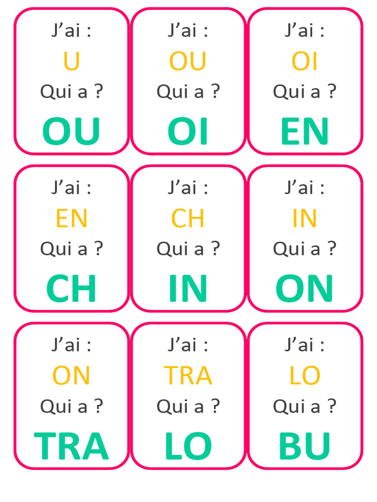 J'ai qui a : Sons et syllabes | PDF
