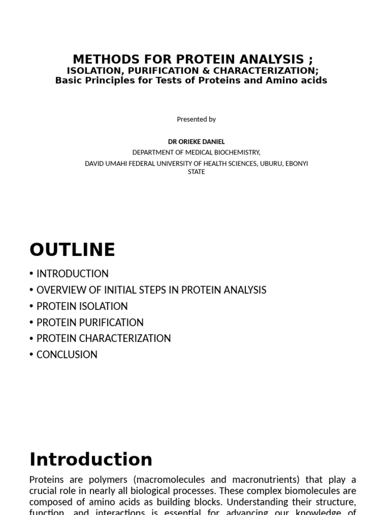 BCH 201 (BSC) General Biochemistry 1 Methods of Protein Analysis | PDF | Gel Electrophoresis ...