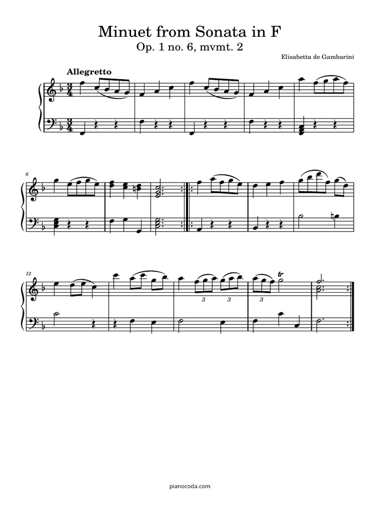 Minuet in F op. 1 no. 6 G1 | PDF