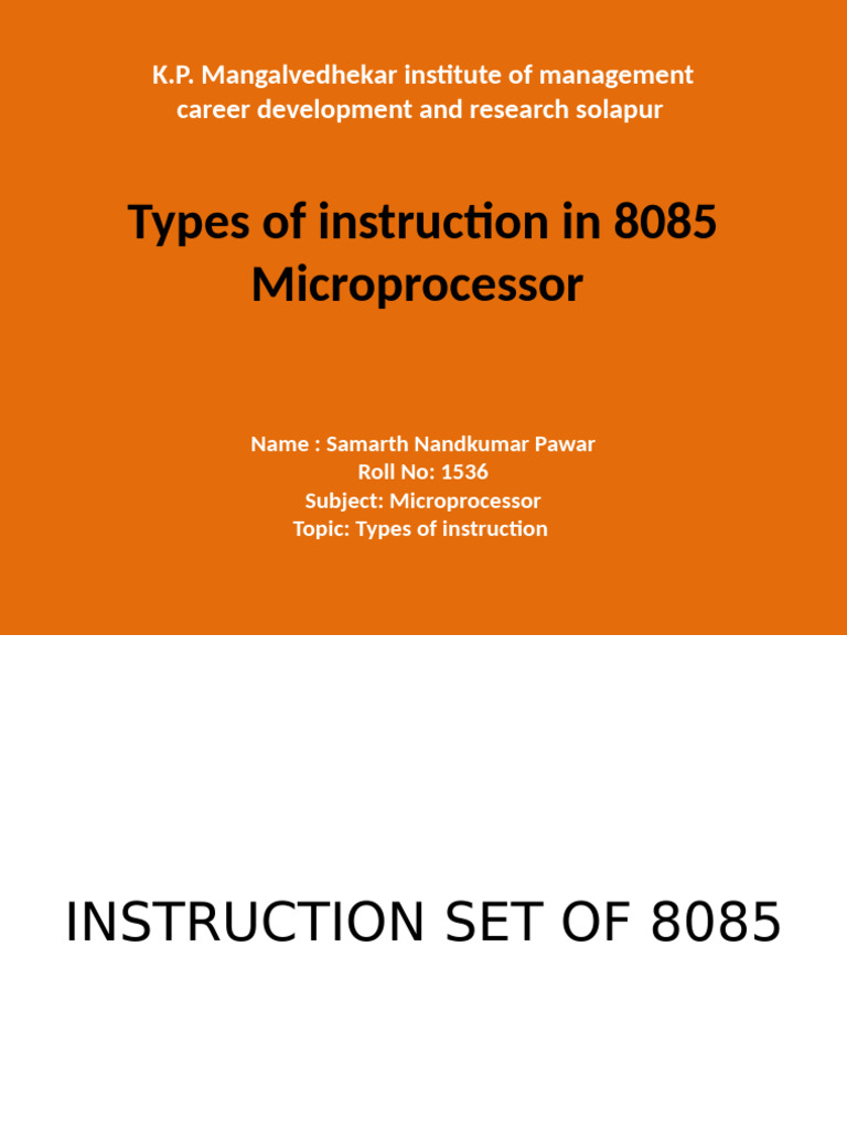 8085 Microprocessor Instruction Types | PDF | Digital Electronics | Computer Architecture