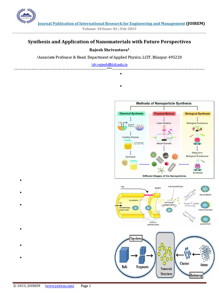 Synthesis and Application of Nanomaterials With Future Perspectives | PDF | Nanomaterials ...