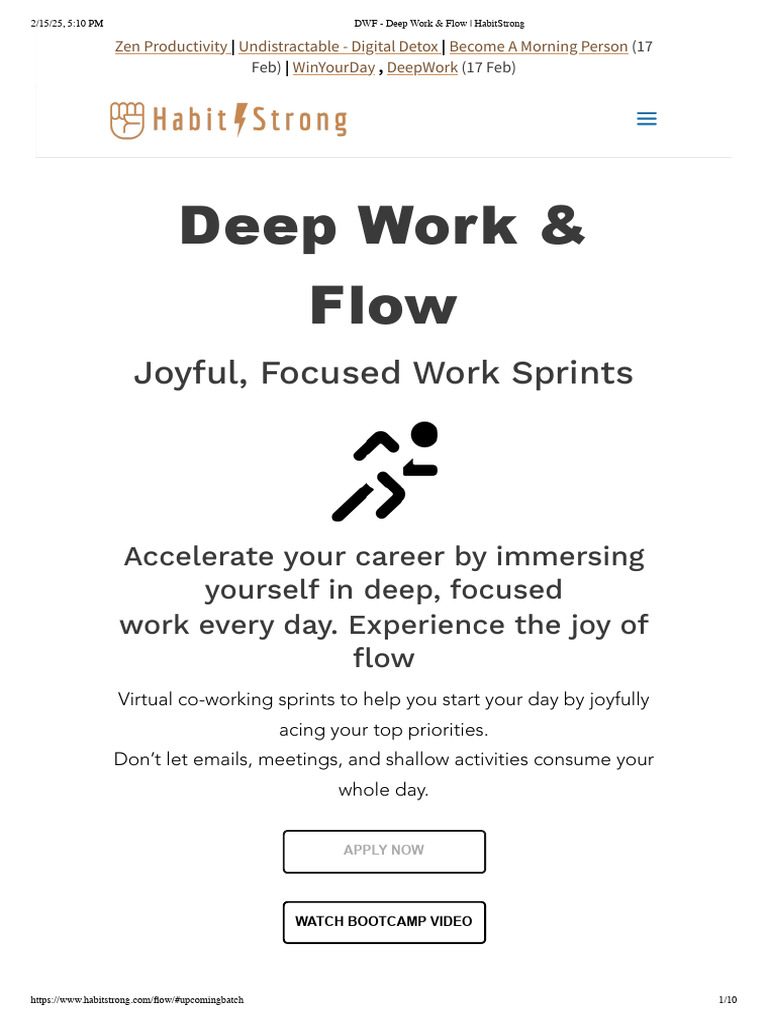 DWF - Deep Work & Flow - HabitStrong | PDF | Psychological Concepts ...