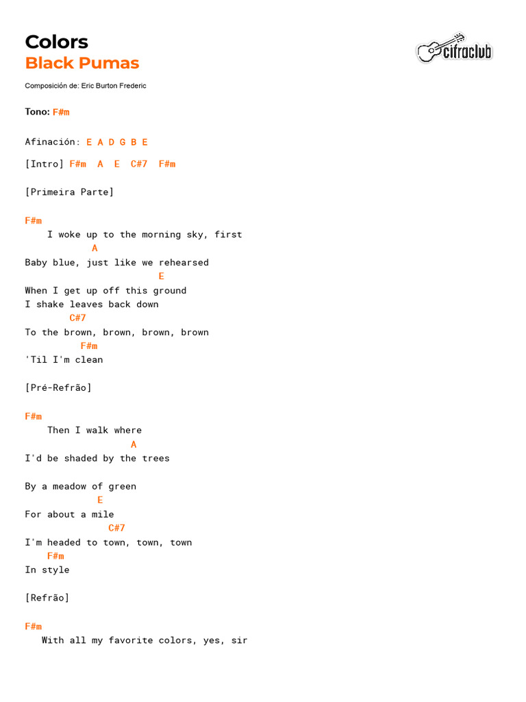 Cifra Club - Black Pumas - Colors | PDF