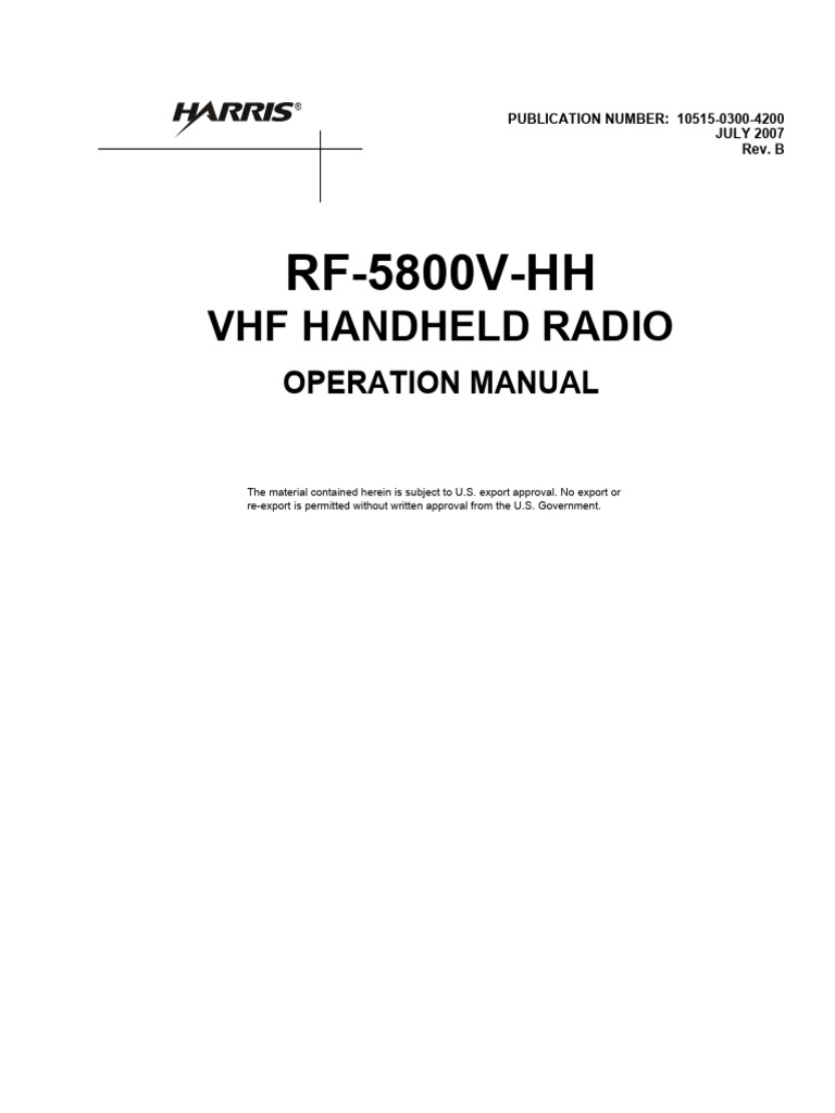 Harris-5800V-HH-operation-manual | PDF | Radio | Battery Charger