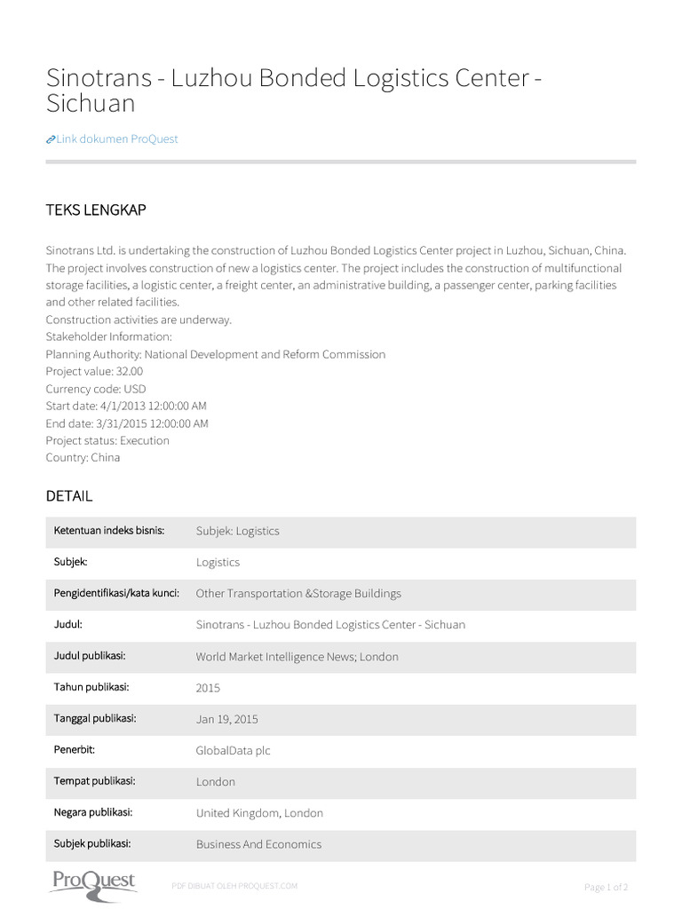 Sinotrans Luzhou Logistics Center Project | PDF