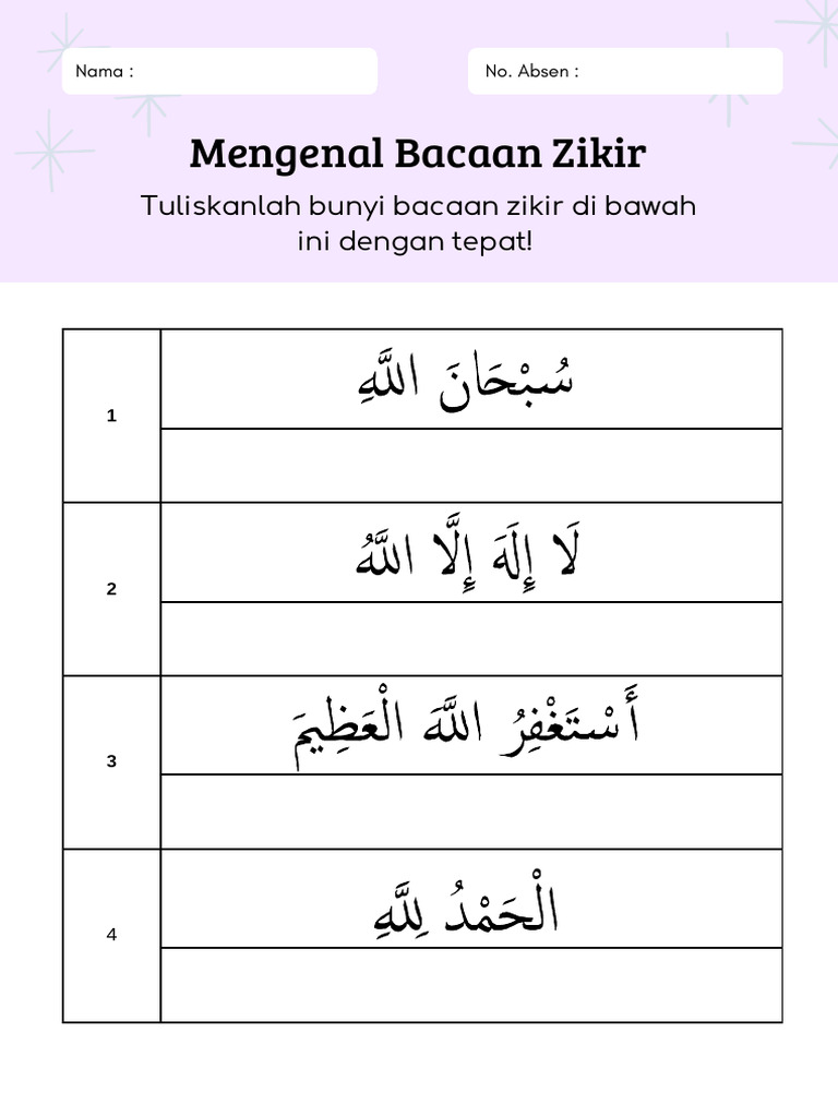 LKPD Mengenal Zikir | PDF