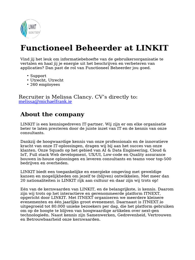 Functioneel Beheerder at LINKIT | PDF