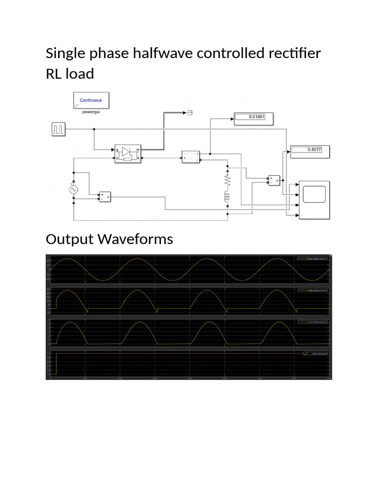 Single Phase Halfwave Controlled Rectifier RL Load | PDF