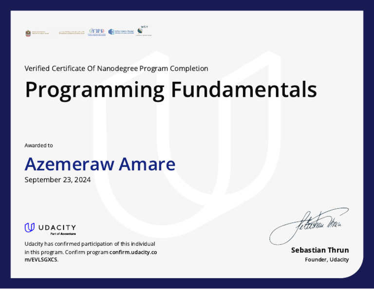 Verified Nanodegree Completion Certificate | PDF