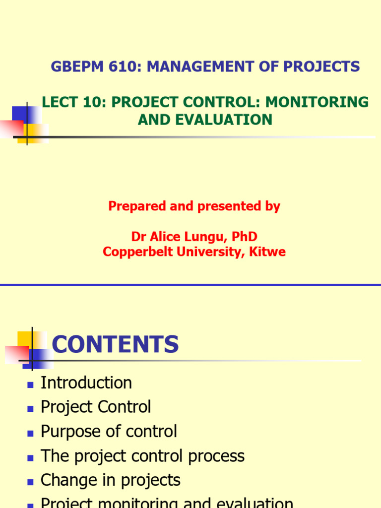 Topic 10 - Project Control Monitoring and Evaluation | PDF | Business