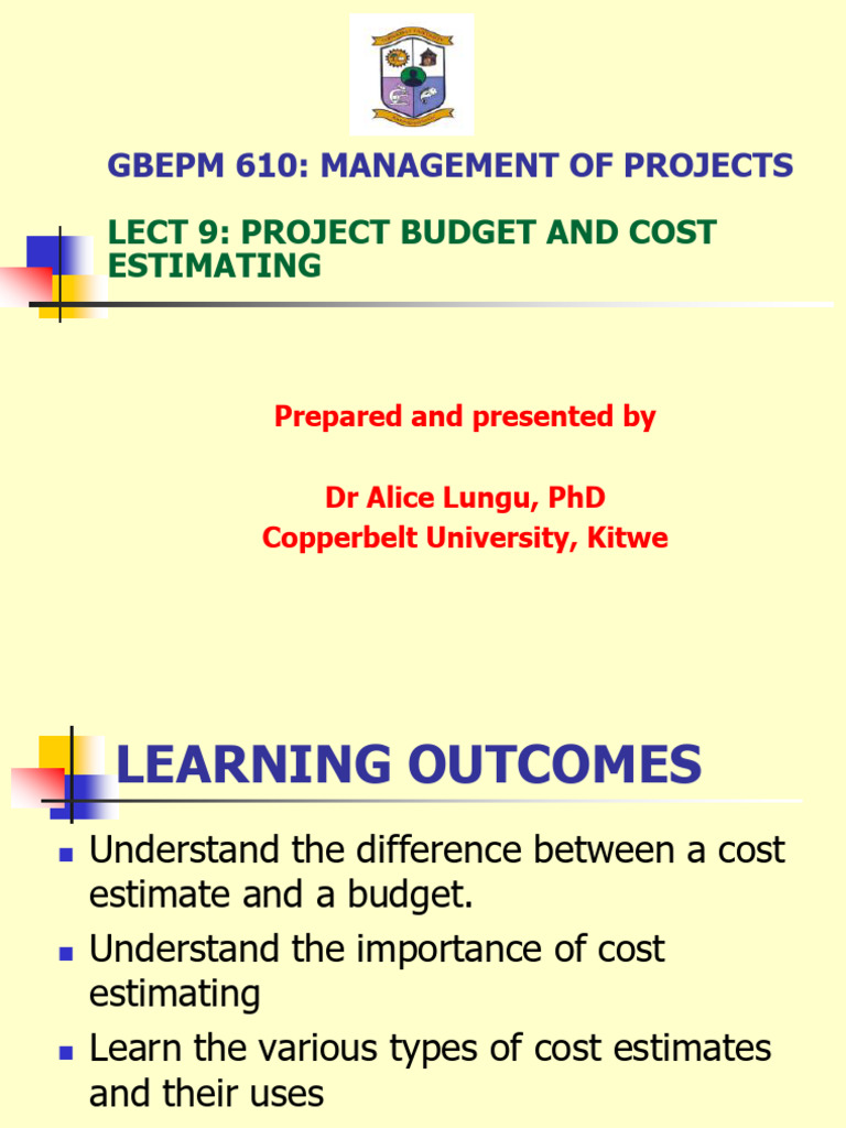 Topic 9 - Project Budget and Cost Estimating | PDF | Budget