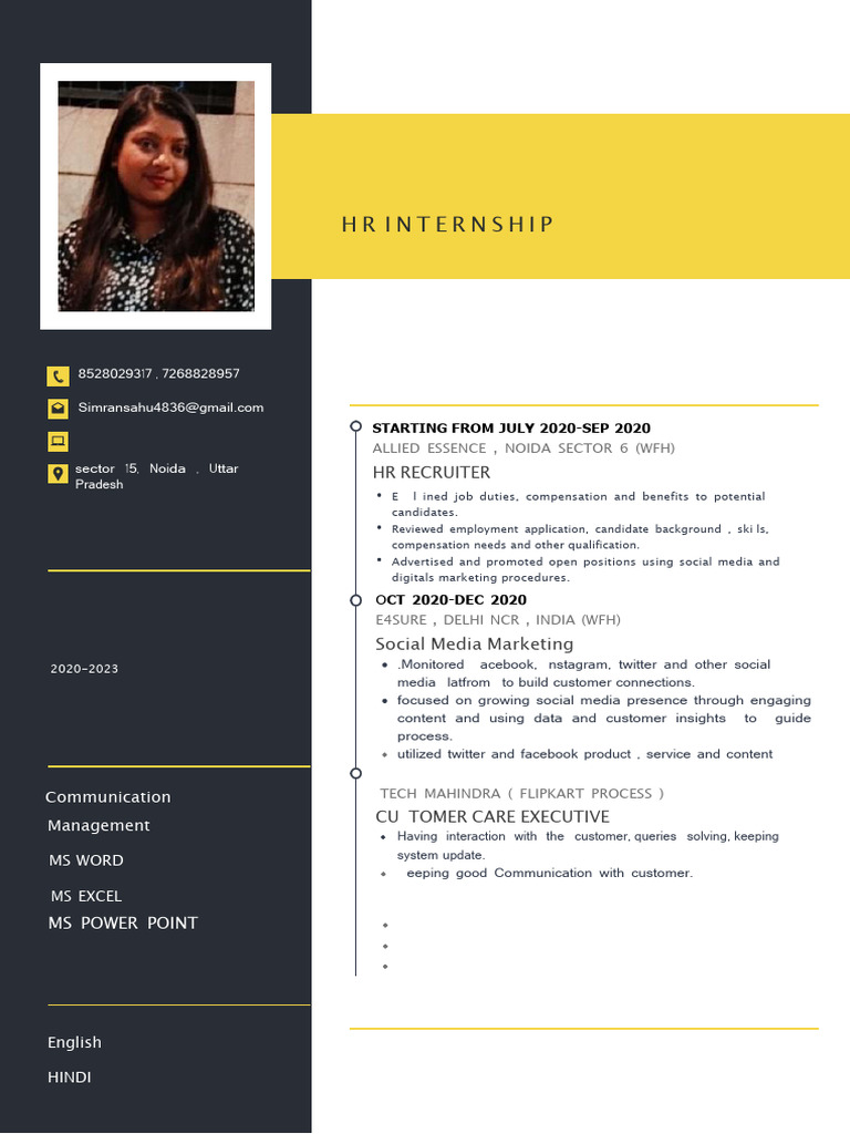 Simran Sahu: Hrinternship | PDF