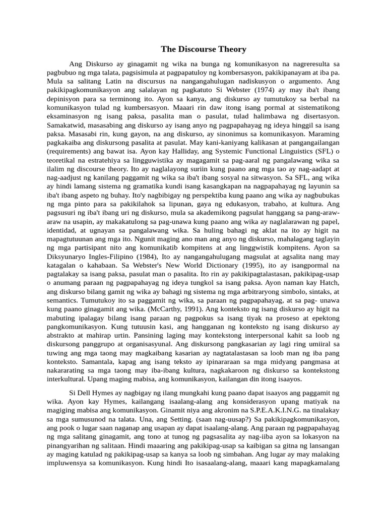 The Discourse Theory | PDF