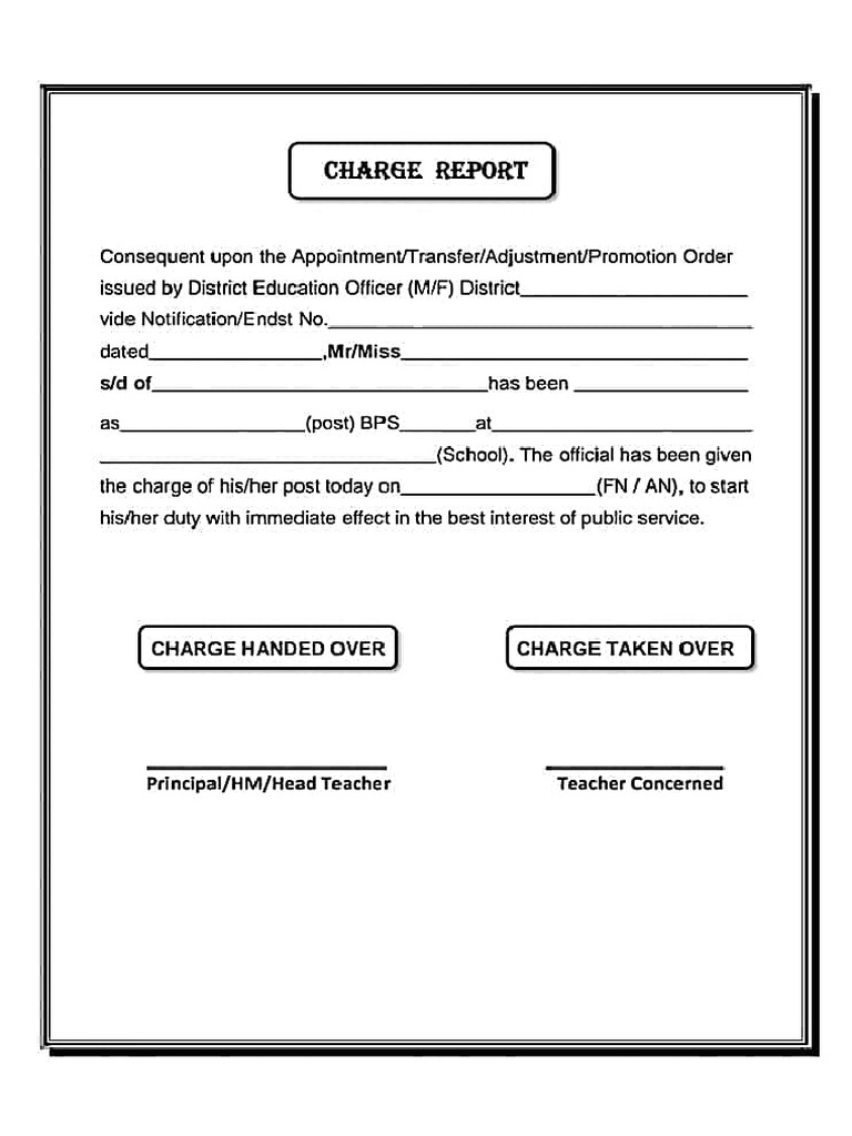 Teachers relevant Documents Charge Report_Relieving Chit_Clearance Certificate | PDF
