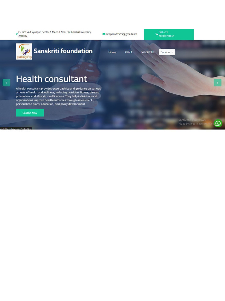 Sanskriti Foundation Nasha Mukti Kendra | PDF