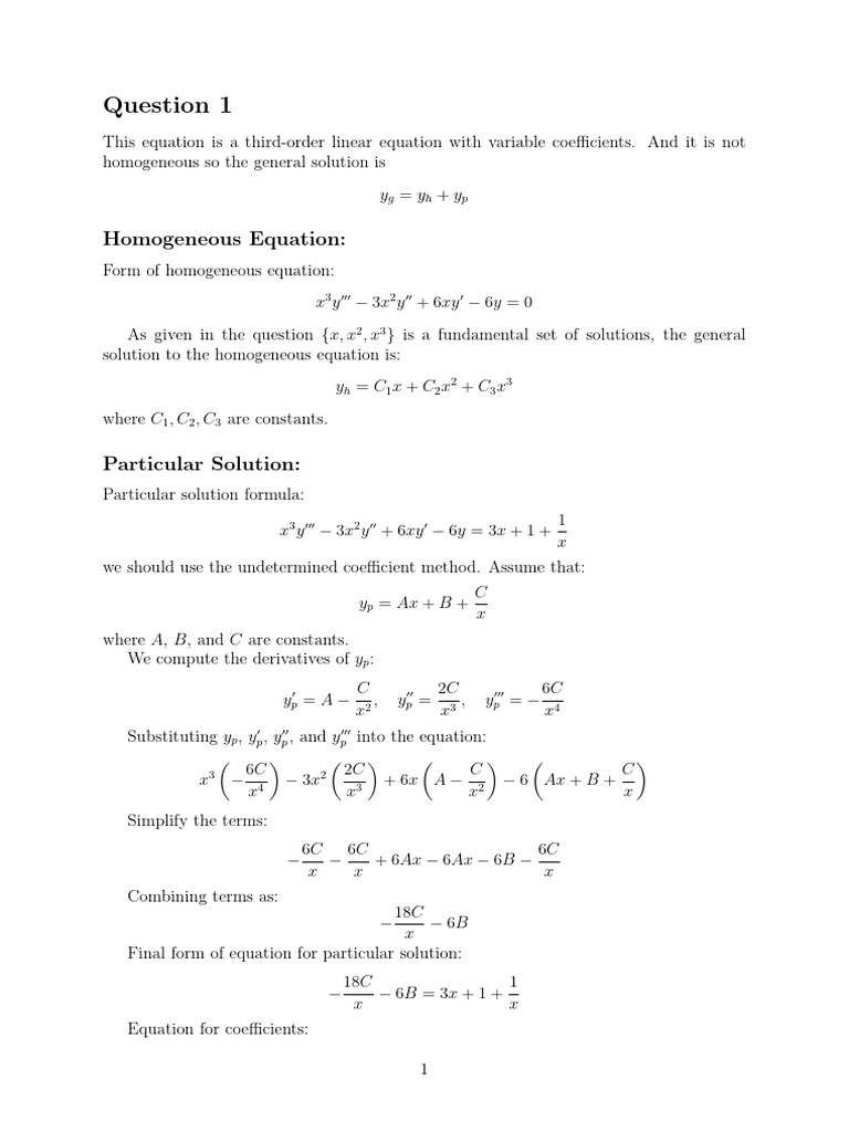 Differential Equations Solutions and Methods | PDF | Equations ...