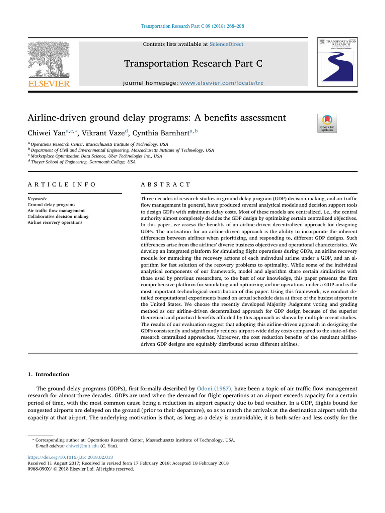 Airline-Driven Ground Delay Programs Analysis | PDF | Linear ...