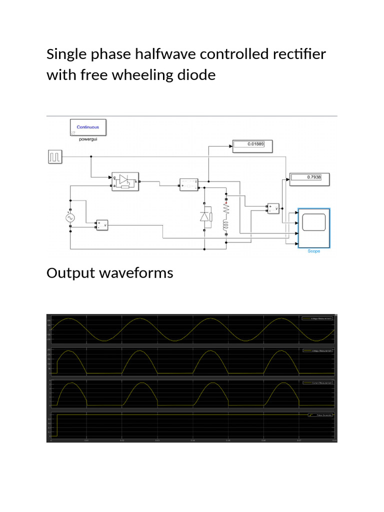 Single Phase Halfwave Controlled Rectifier With Free Wheeling Diode | PDF