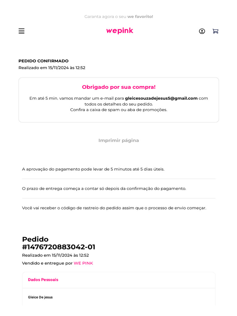 Pedido Confirmado | PDF