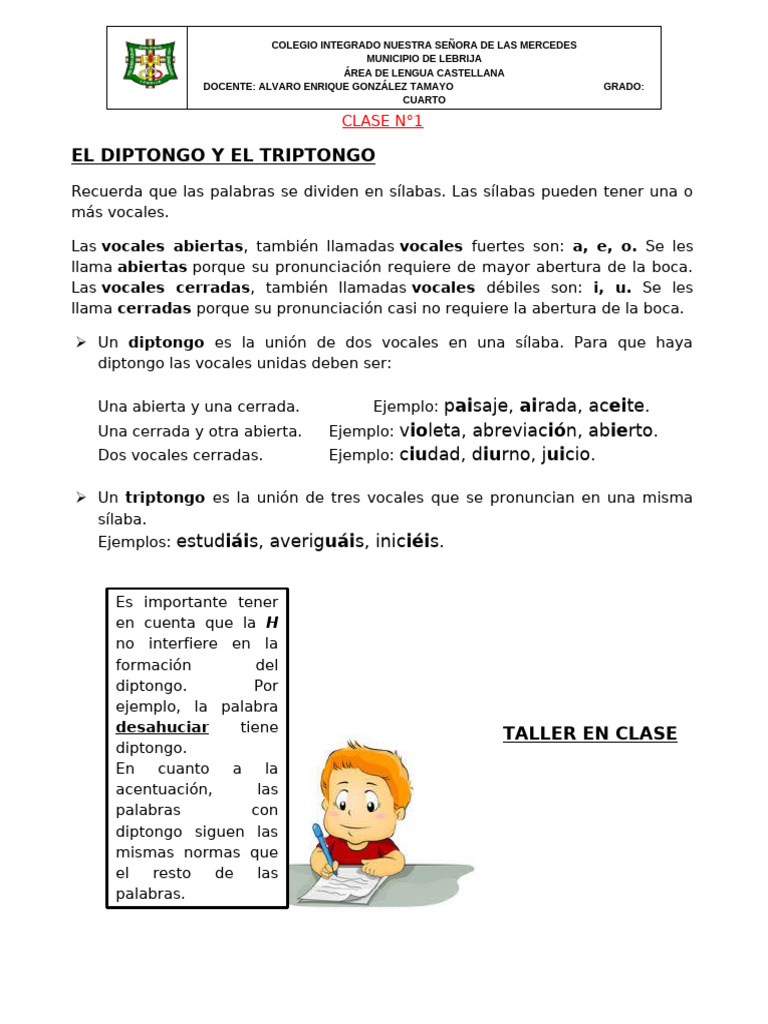 El Diptongo y El Triptongo | PDF | Vocal | Sílaba