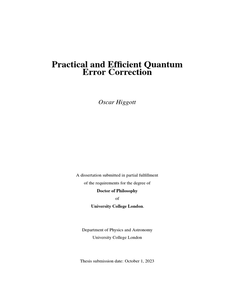 Higgott Thesis Final Version | PDF | Quantum Computing | Theoretical Physics