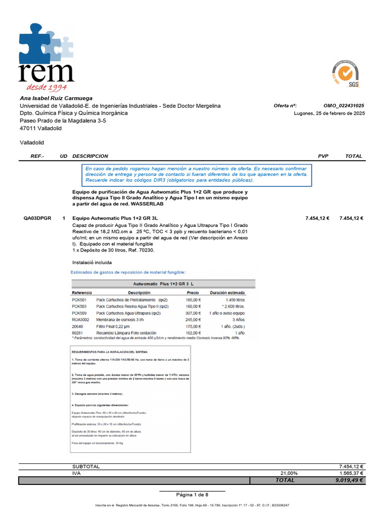 Equipo Agua. Waserlab. REM | PDF | Agua | Ósmosis