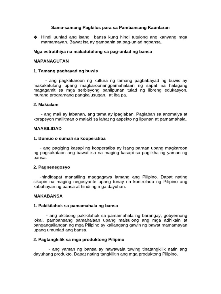 Sama Samang Pagkilos para Sa Pambansang Kaunlaran. | PDF