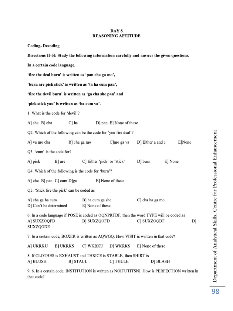 Day 1 Coding Decoding | PDF