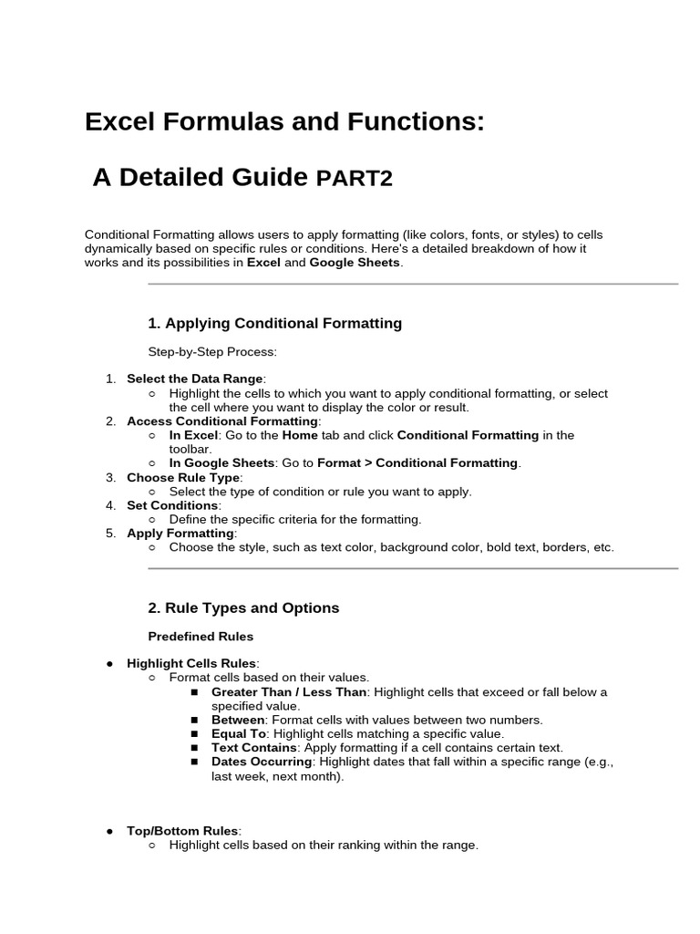 Excel Formulas and Functions - A Detailed Guide PART2 | PDF | Microsoft Excel | Menu (Computing)