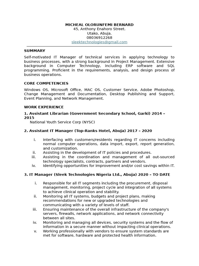 MICHEAL OLORUNFEMI BERNARD | PDF | Computer Network | Computer Architecture