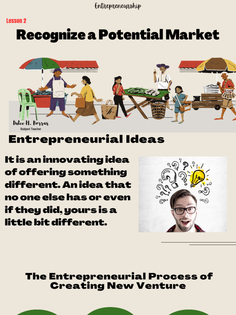 Lesson 2 Recognize A Potential Market | PDF | Entrepreneurship | Supply Chain