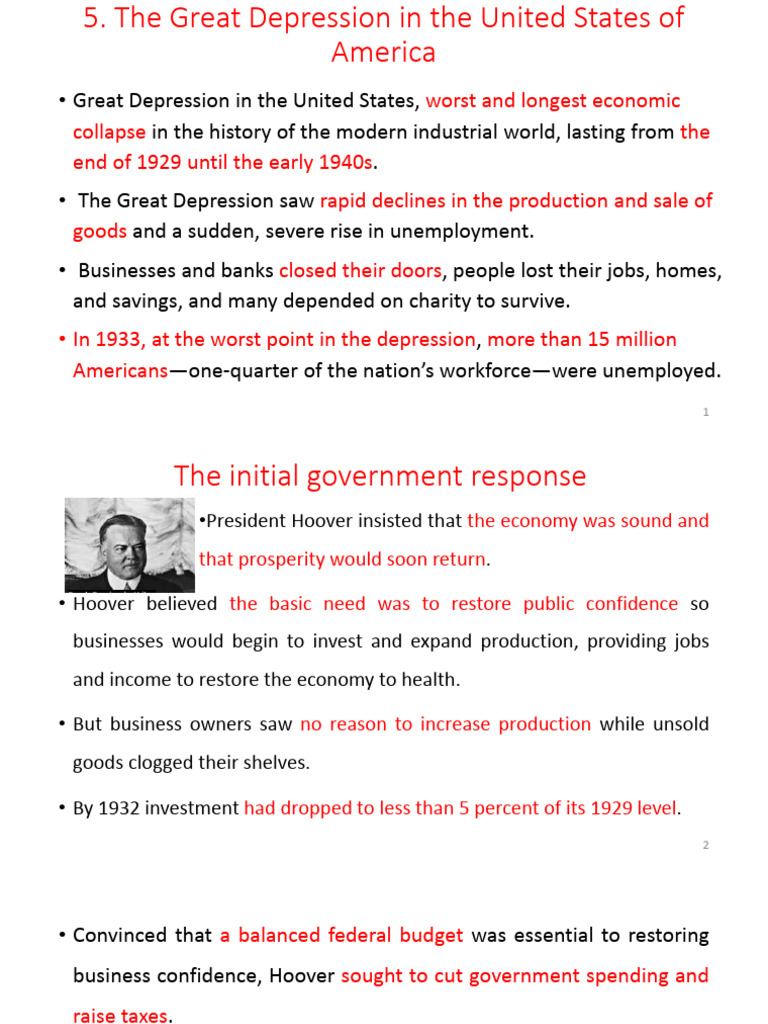 5. the Great Depression | PDF | Great Depression | Herbert Hoover