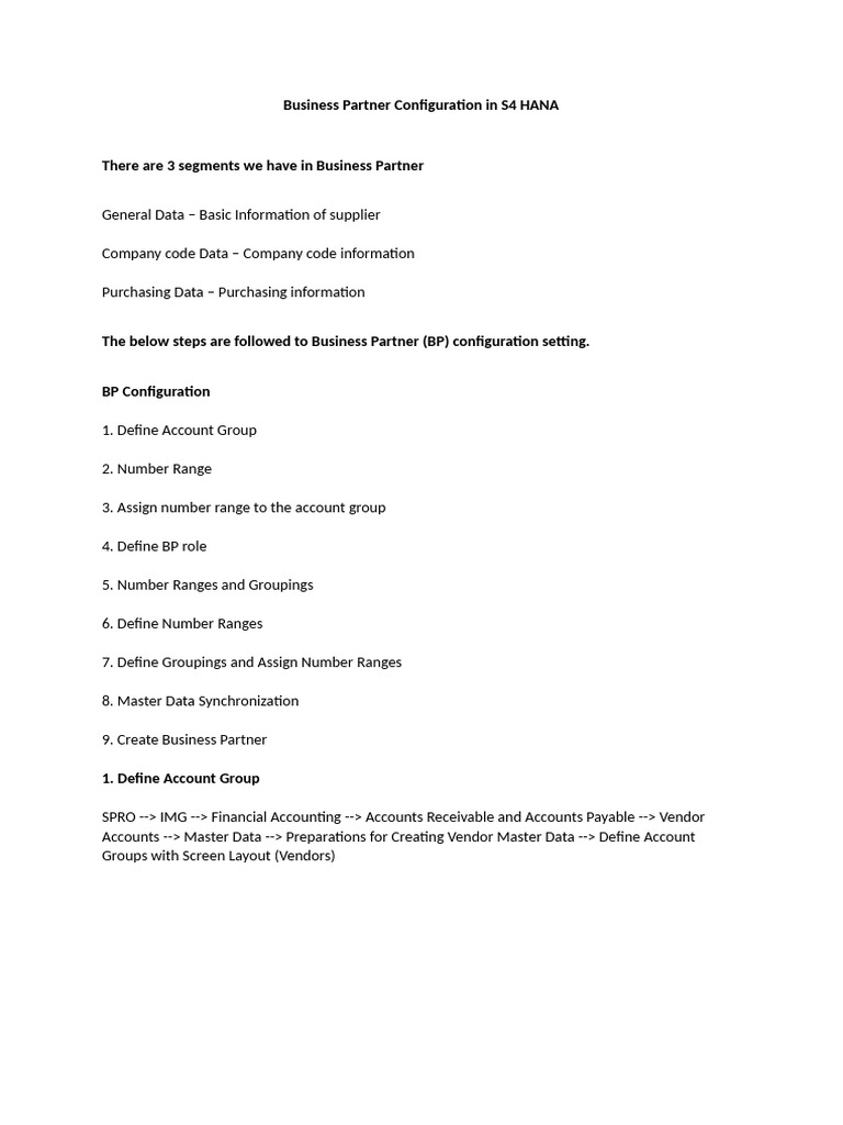 Business Partner Configuration Steps | PDF | Accounts Payable | Computing