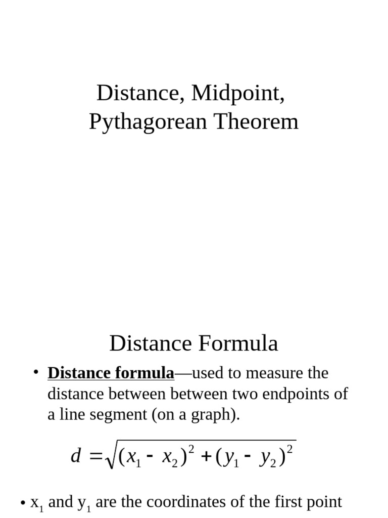 Dist Midpt Pythag PP | PDF | Elementary Mathematics | Euclidean Geometry