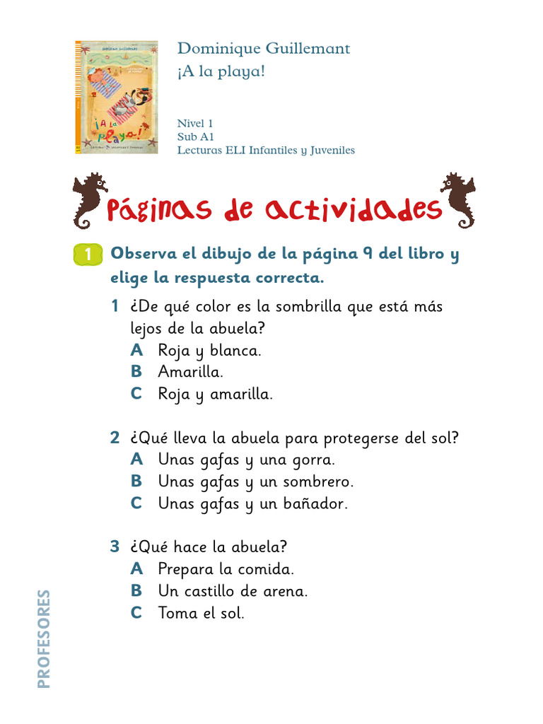 Actividades de Lectura: A la Playa | PDF