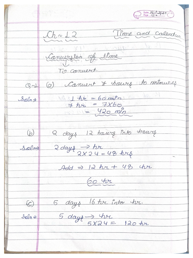 Maths CH 12 Time and Calendar | PDF