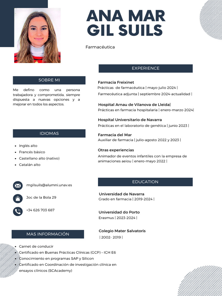 Currículum Corporativo Minimalista Azul Marino | PDF