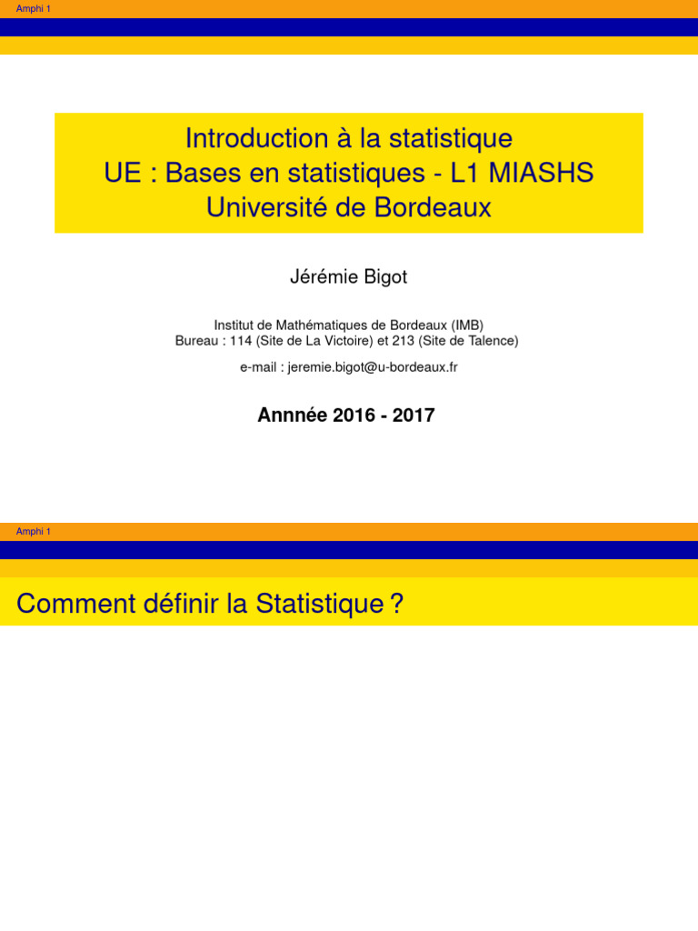 Introduction à la Statistique et ses Applications | PDF | Statistiques ...